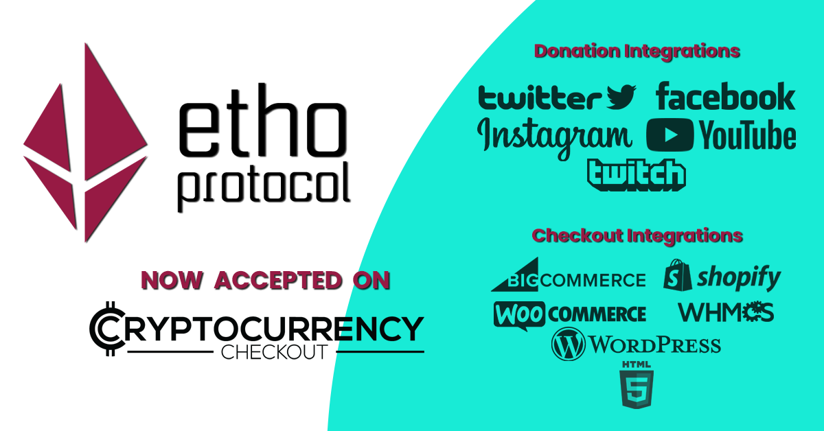 Accept ETHO on your website for free with CryptocurrencyCheckout.